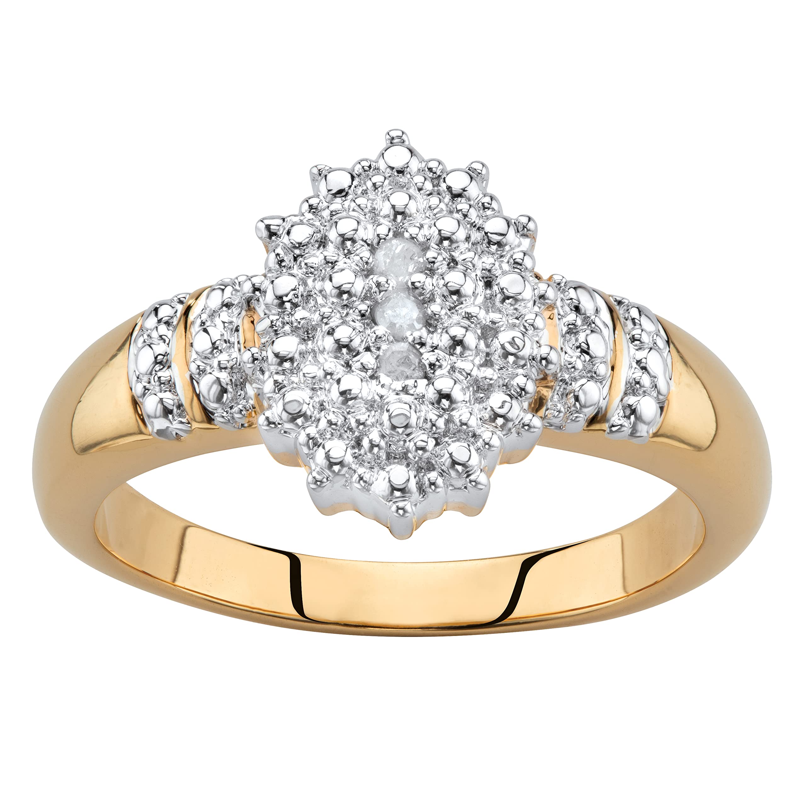 PalmBeach Yellow Gold-plated Genuine Diamond Accent Cluster Engagement Ring Sizes 6-10 Size 7