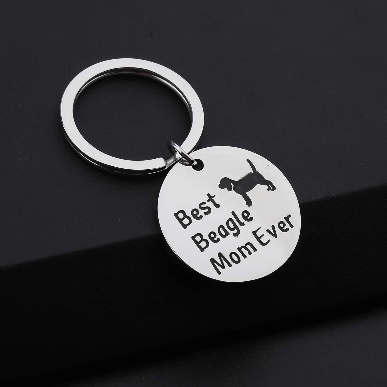 PENQI Beagle Mom Gift Beagle Lover Gift Best Beagle Mom Ever Keychain Beagle Owner Gift Animals Lover Gift Pet Lover Gift for Dog Lover (sliver)