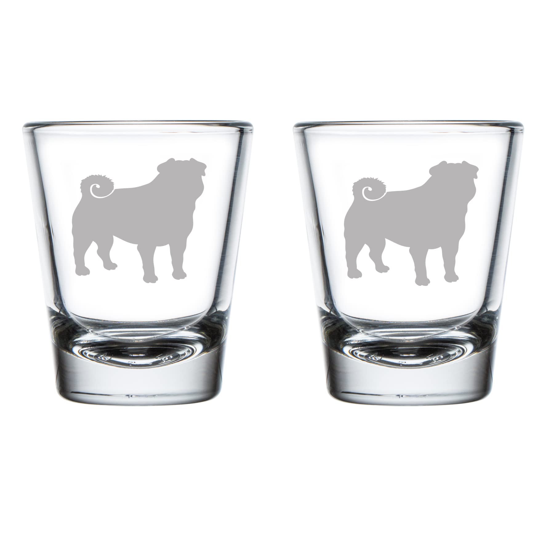 Set of 2 Shot Glasses 1.75oz Shot Glass Pug