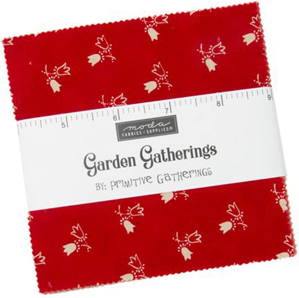 Moda Fabrics Garden Gatherings Charm Pack by Primitive Gatherings; 42-5 Precut Fabric Quilt Squares 5 Inches