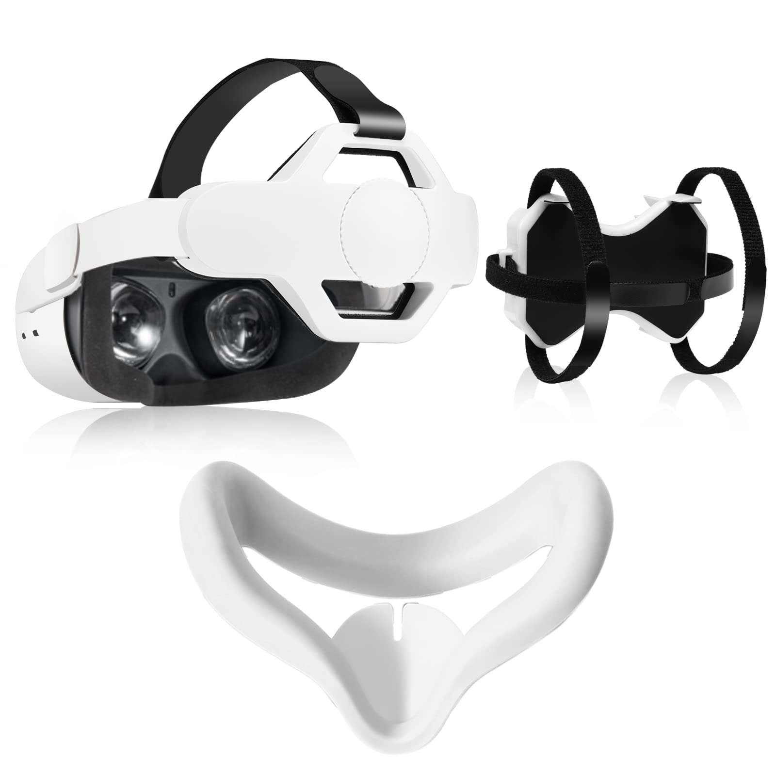 VR Accessories For Oculus Quest 2 Accessories For Oculus Quest 2 Head Strap For Meta Quest 2 Accessories Adjustable Head Strap with Head Cushion and Extra Battery Bank Holder Face Cover and Charging Cable