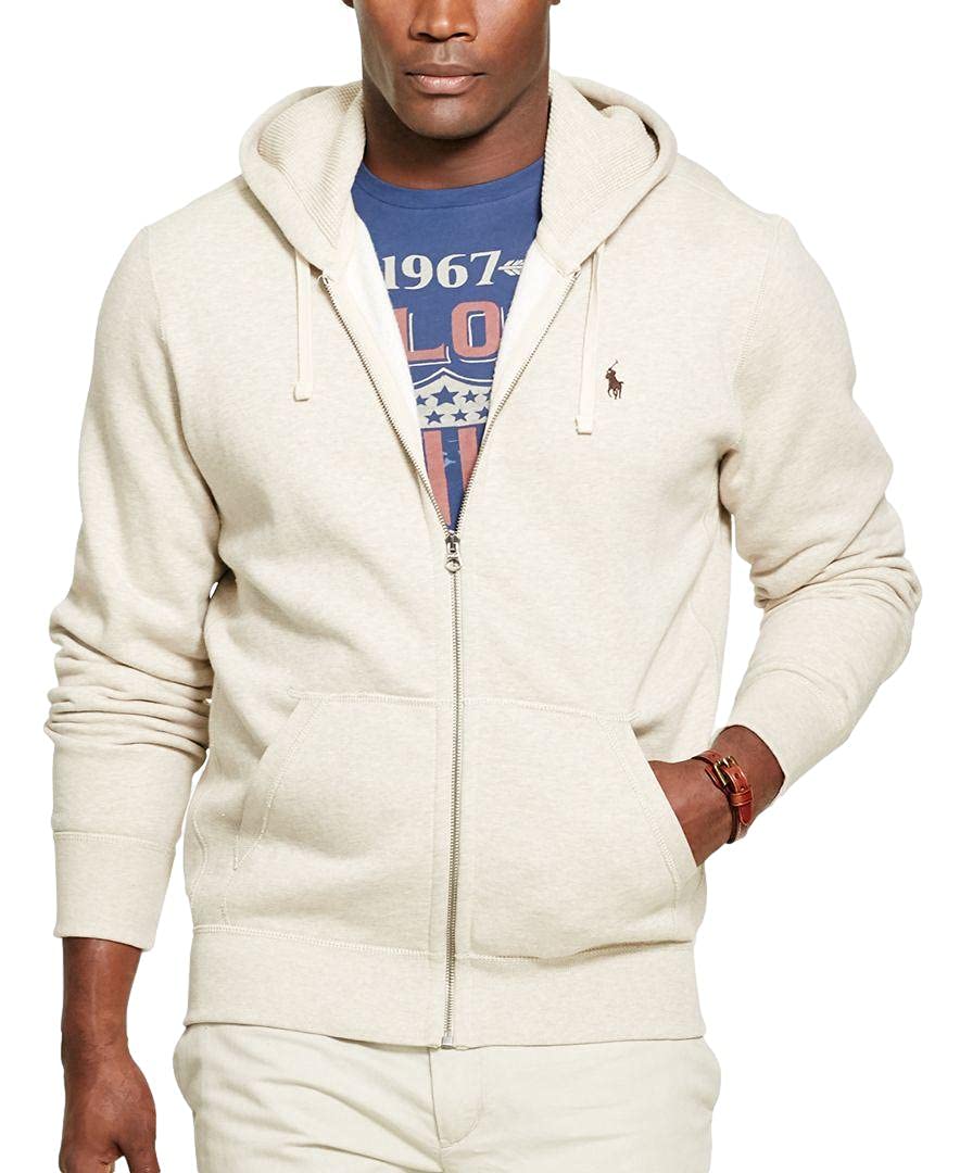 Polo Ralph Lauren Classic Full-Zip Fleece Hooded Sweatshirt - M - Brown