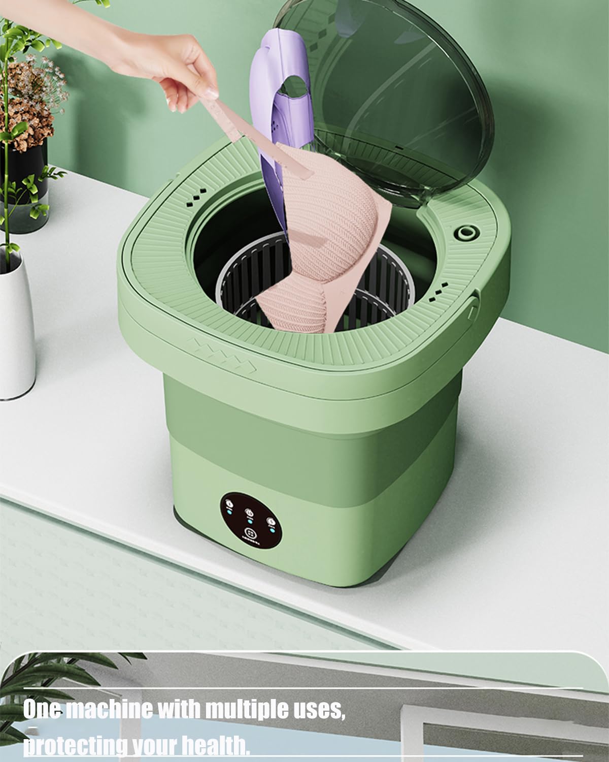 Portable washing machine foldable,Mini washer machine,8Litre large capacity Mini Washer for Underwear,Mini laundry machine suitable for Travel, RV, Camping, Home or Apartments Laundry Used (purple)