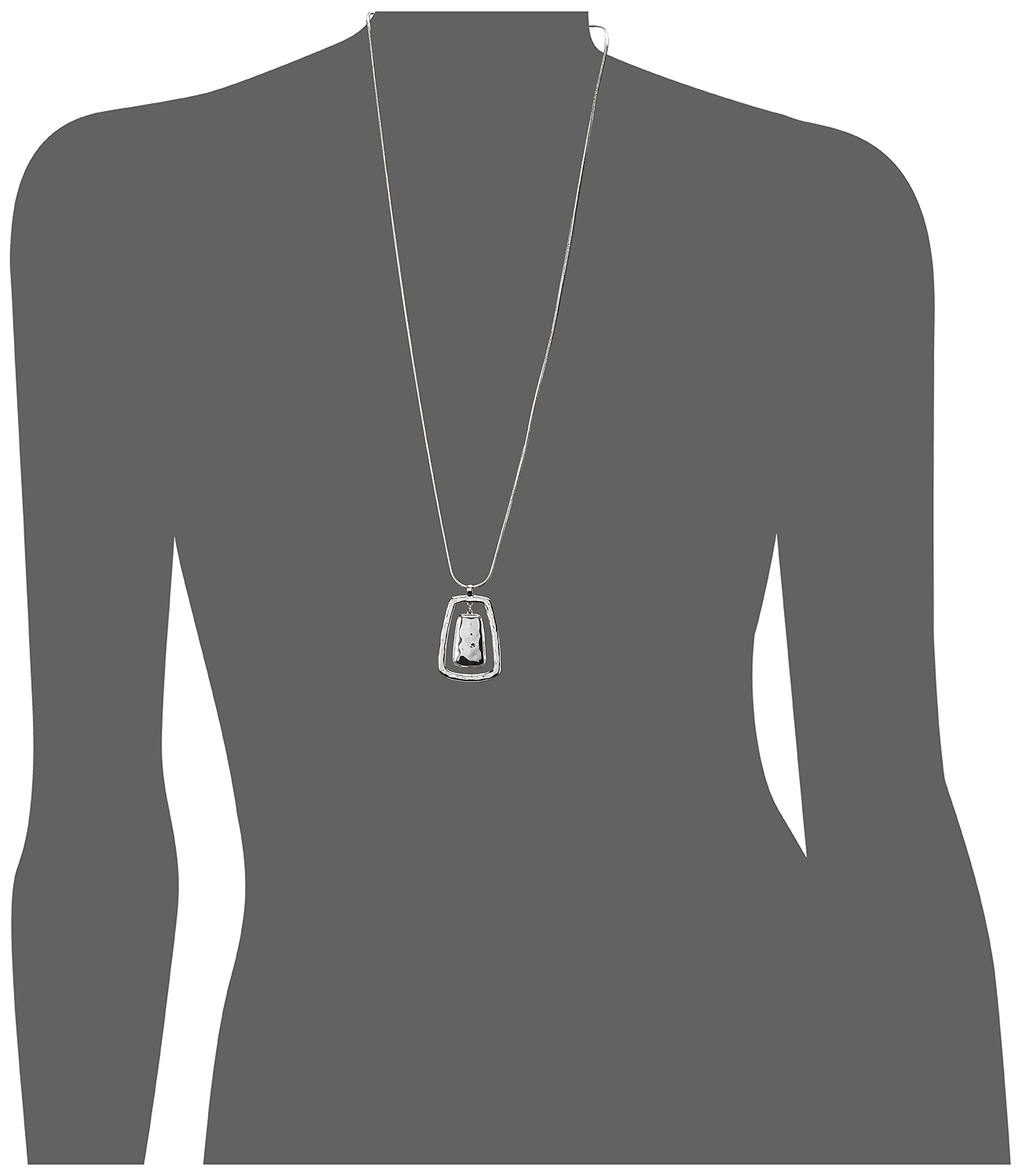 Nine West Women's Silvertone Adjustable Pendant Necklace, 36" L