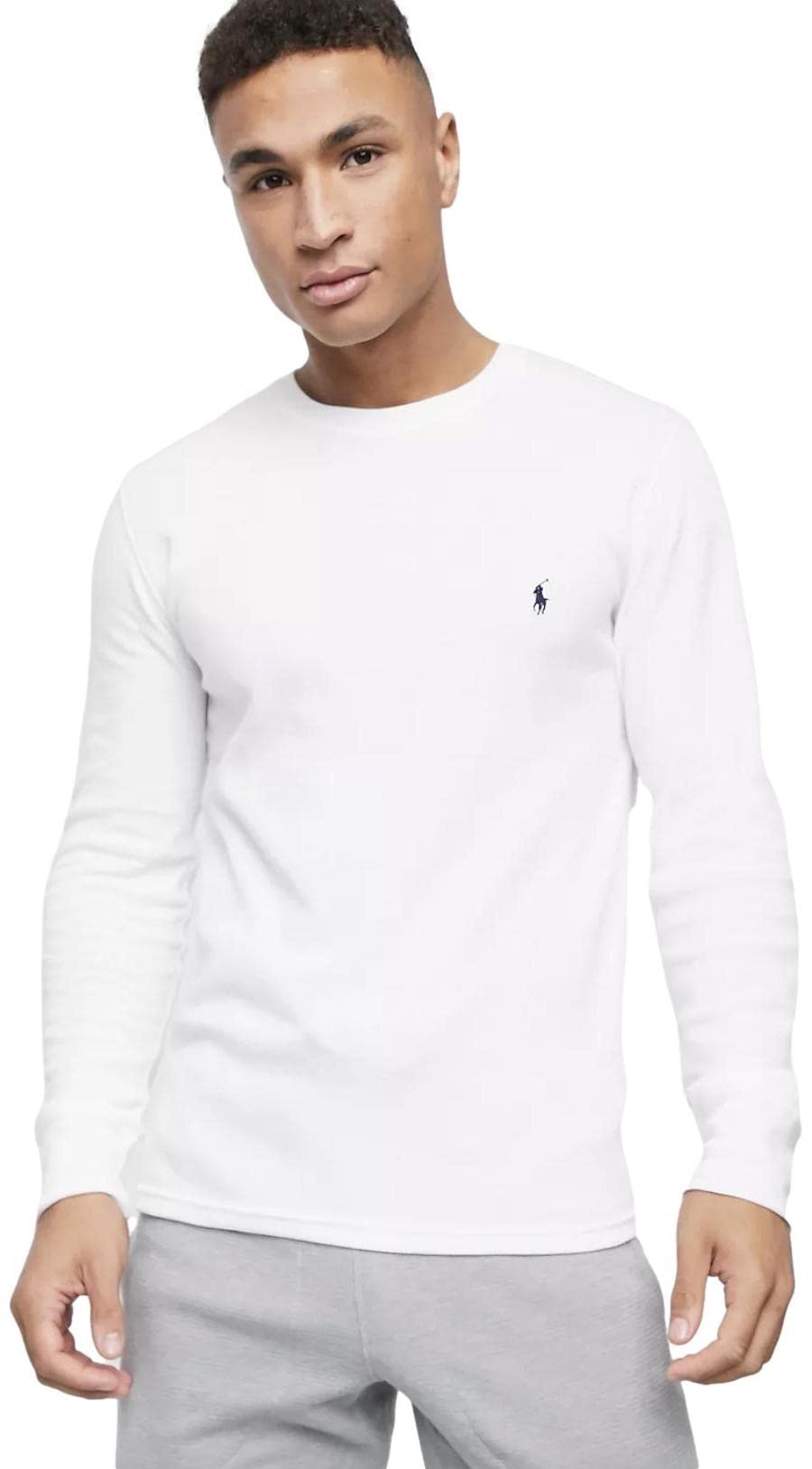 Polo Ralph Lauren Mens Long Sleeve Waffle Knit Crewneck, M, White
