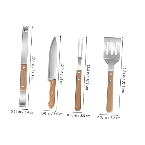 NOLITOY 1 Set Clips Grill Tools Grill Fork Tong Grilling Spatula Camping BBQ Tools BBQ Tools for Outdoor Grill Grilling Accessories Kit BBQ Barbecue Cooking Utensils Shovel Beech