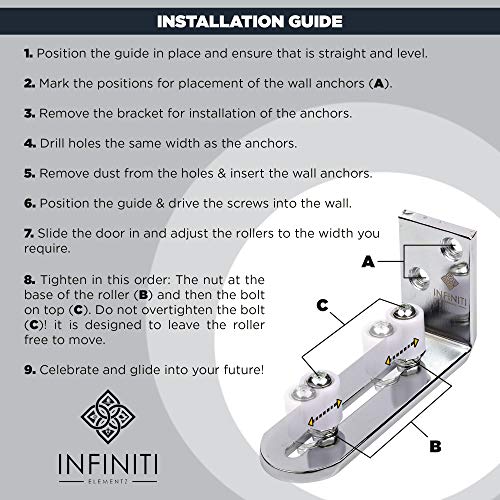 NEW IMPROVED DESIGN!!! Barn Door Floor Guide | SMOOTH BUTTER BEARINGS!!! | Stay Roller Sliding Adjustable | Guide Flush With Floor | Steel Frame (SMALL BLACK)