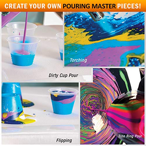 Pouring Masters Luster White Metallic Pearl Acrylic Ready to Pour Pouring Paint β Premium 32-Ounce Pre-Mixed Water-Based - For Canvas, Wood, Paper, Crafts, Tile, Rocks and more