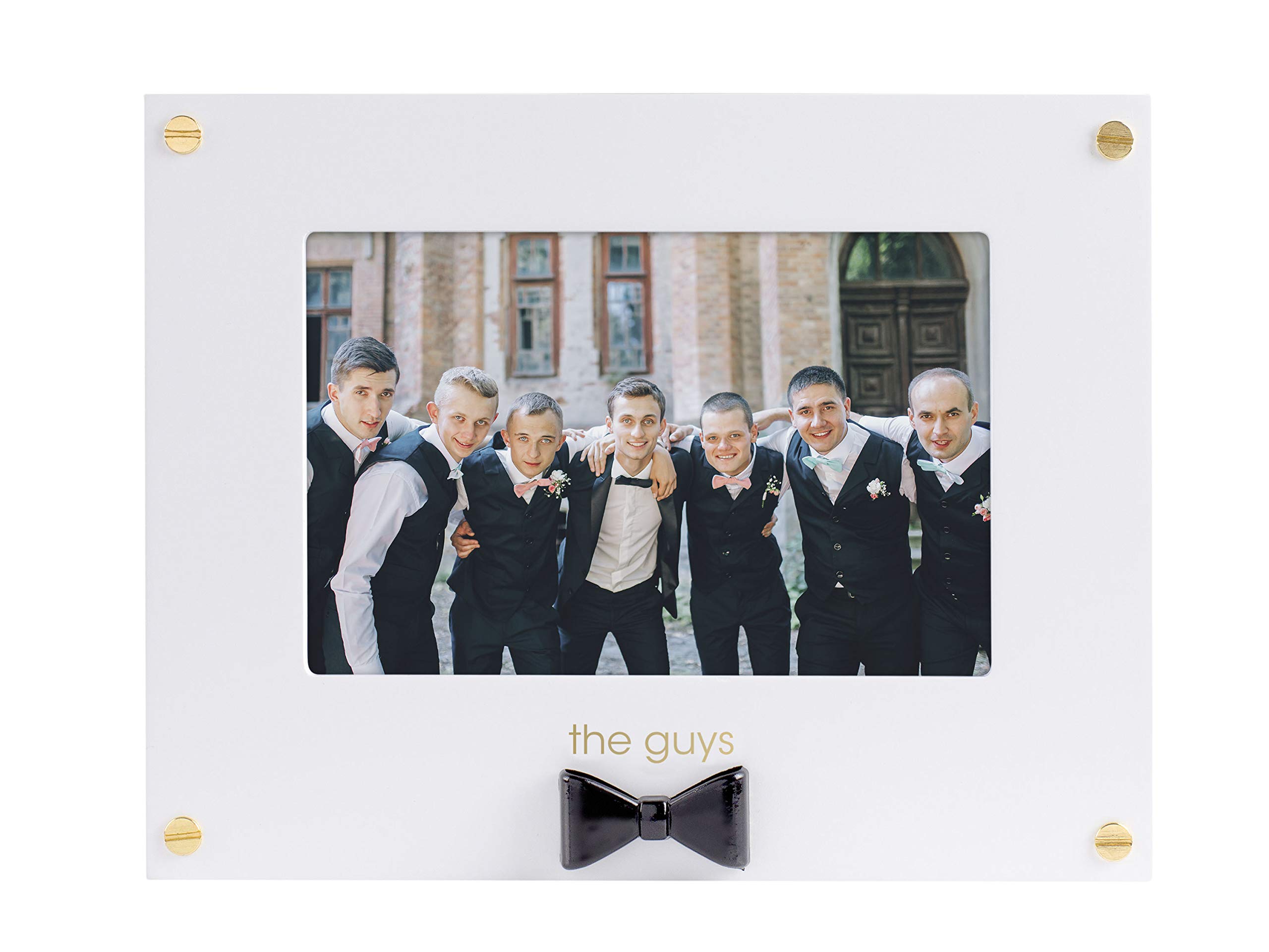 Pearhead The Guys 4x6 Wedding Keepsake Picture Frame, Groomsmen Gifts, Keepsake for Wedding Party, White
