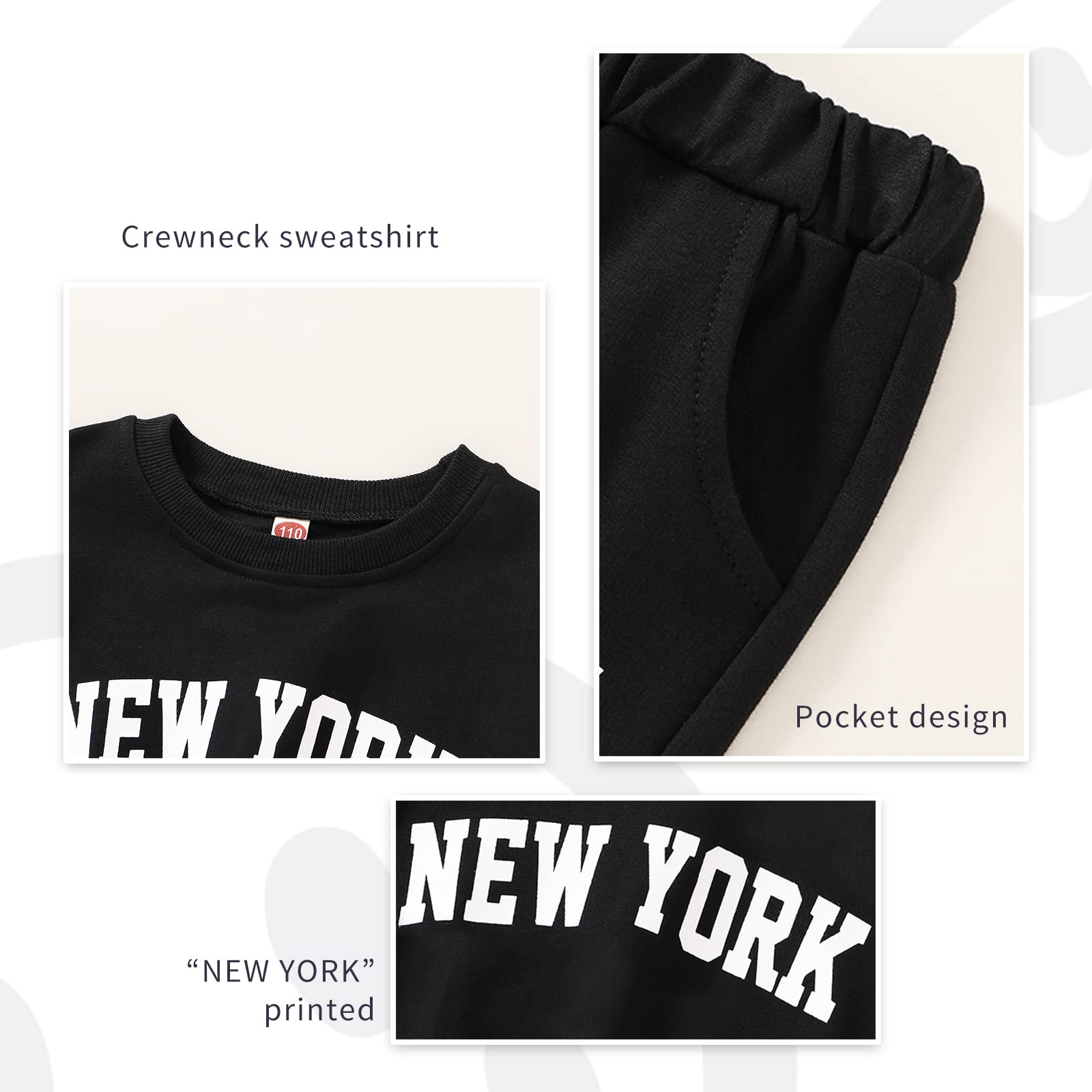 YOUNGER TREE Toddler Boy Clothes Fall Oversized Sweatshirt Long Sleeve Tops and Pants Kids Boys Winter Outfits Set 1-6T(Black sweatshirt pants set,4-5T)