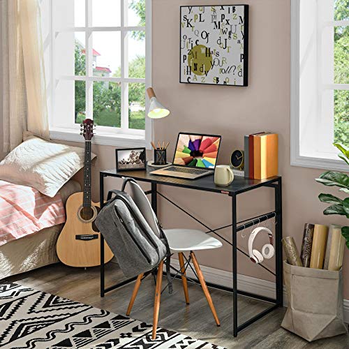 Mr IRONSTONE Computer Desk 55" Home Office Writing Desk, Modern Simple Study Desk, Laptop Table with Storage Bag, Cup Holder and Headphone Hook (Classic Vintage)