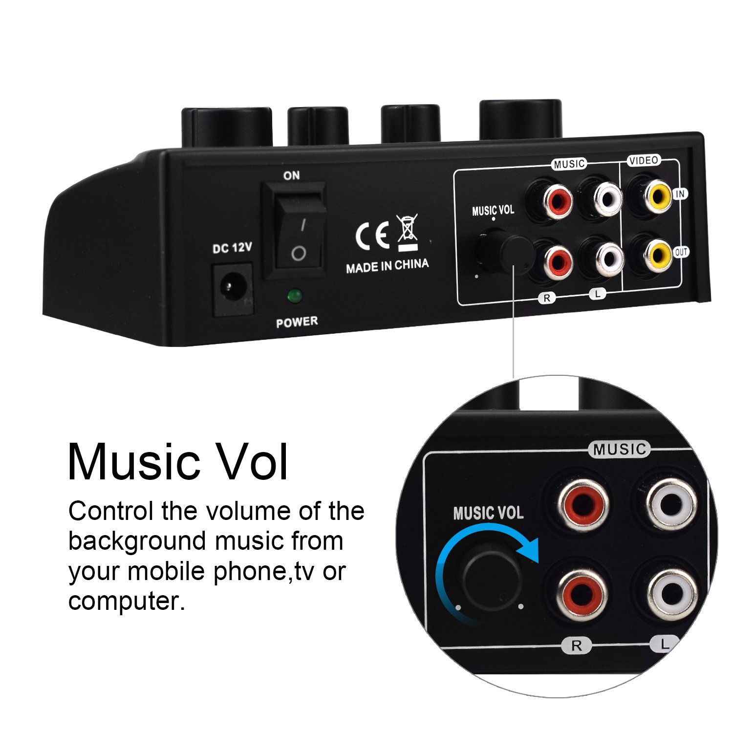 Portable Karaoke Mixer,Professional Digital Audio Sound Karaoke Machine Echo Mixer System for Family Party Entertainment, 2 Mic Inputs for TV/PC & Amplifier