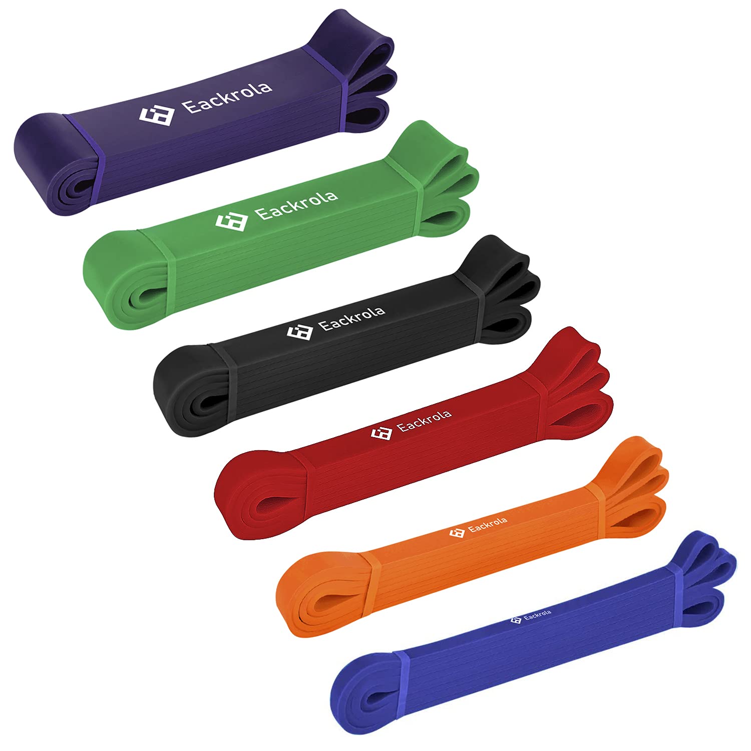 Pull Up Assistance Bands - Eackrola Resistance Bands Set of 6 Monster Heavy Duty Workout Exercise Stretch Fitness Bands for Body, Instruction Guide and Carry Bag Included