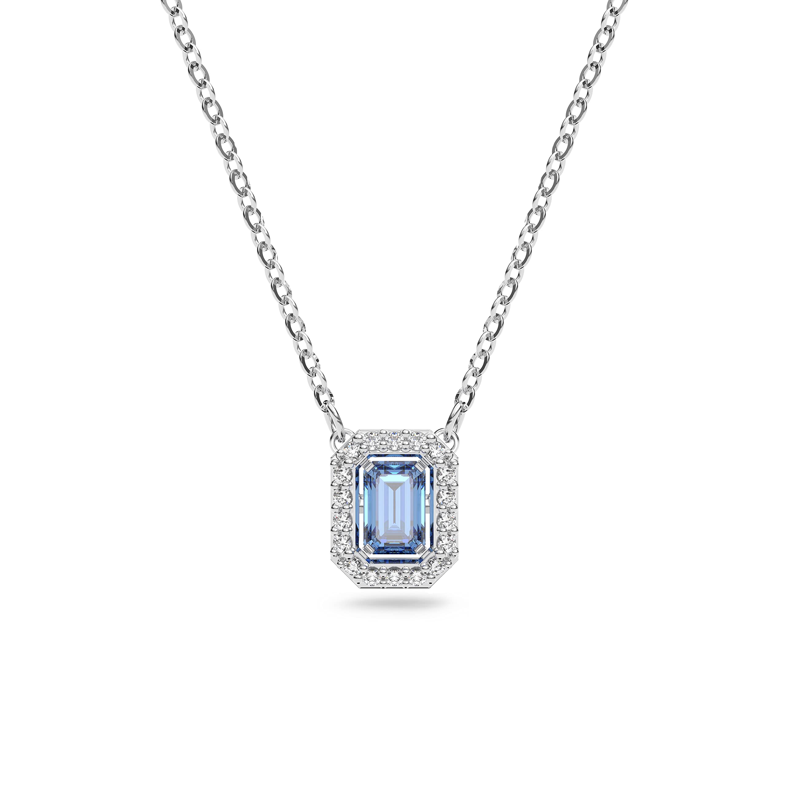 SWAROVSKI Millenia Necklace, Octagon Cut Zirconia, Blue, Rhodium Finish