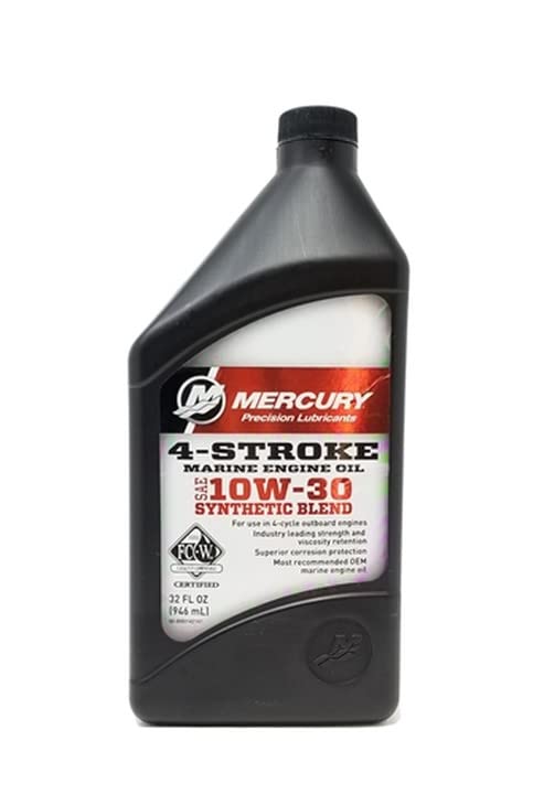 Mercury - Mercruiser 92-8M0142141; W10W30 4-Stroke Synthetic Blend Quart mp Made by Mercury - Mercruiser