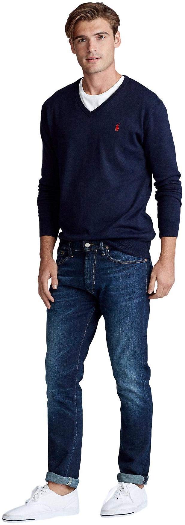 Polo Ralph Lauren Long Sleeve Pima V-Neck Hunter Navy Large