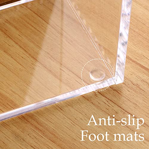 SANRUI Clear Acrylic Magazine File Holder Desk Organizer for Office Organization and Storage with 3 Vertical Compartments 8 1/2''x7 1/5''x 6 1/2'' Transparent