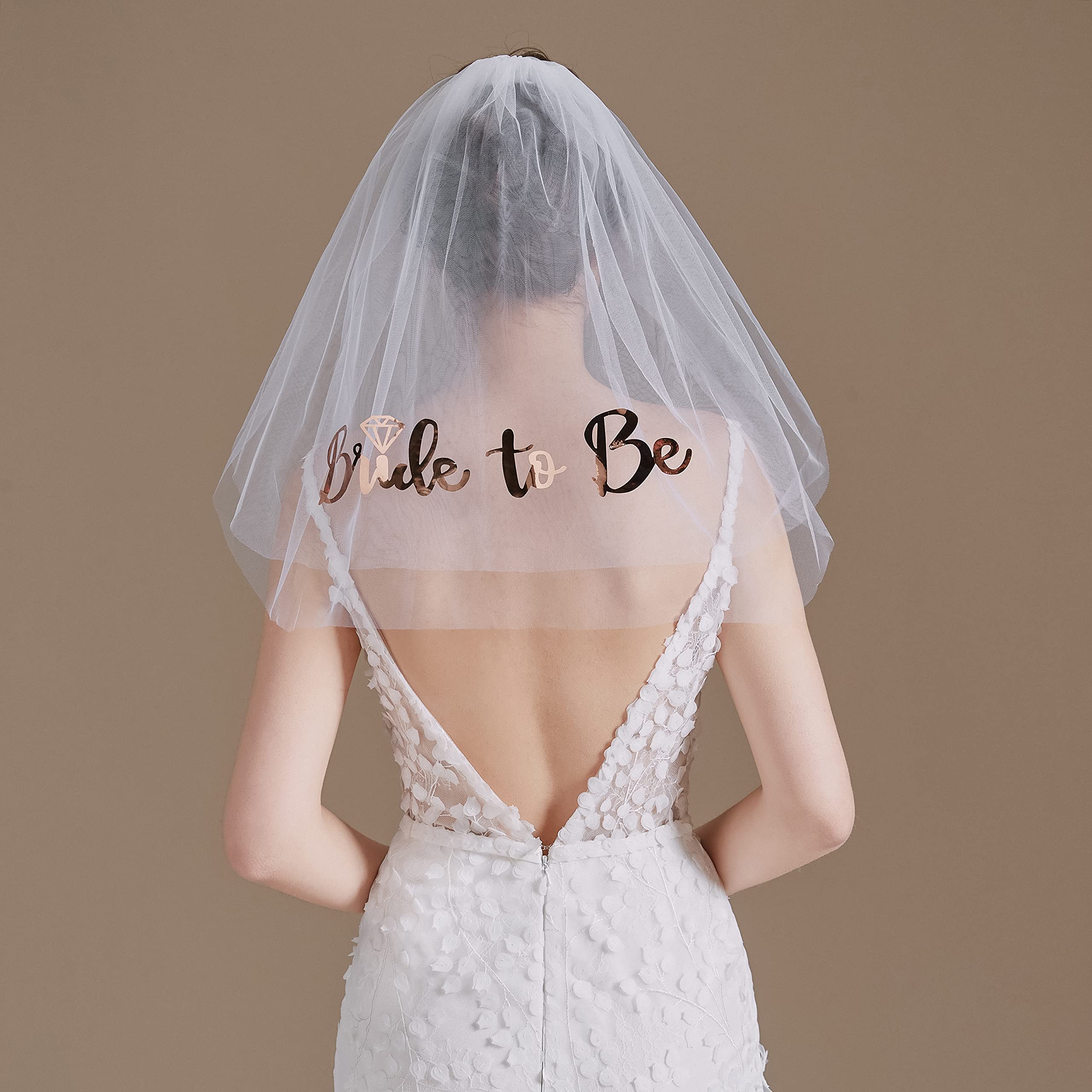 Nanchor Bachelorette Party Wedding Veil Bridal Shower Veil Bride to Be Veils Accessories (Rosegold)