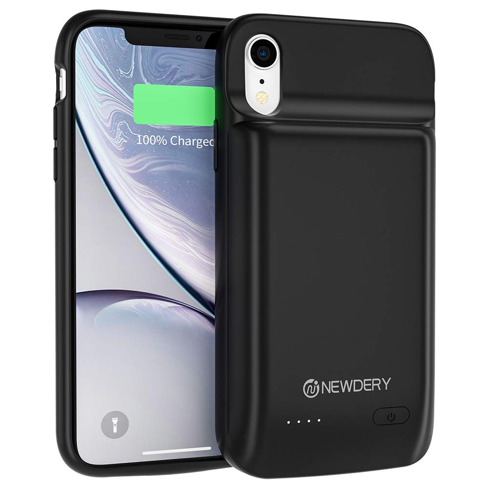 NEWDERY Battery Case for iPhone XR, 10000mAh Charging Case Compatible with iPhone XR Rechargeable Extended Battery Pack Protective Charger Case 6.1inches(Black)