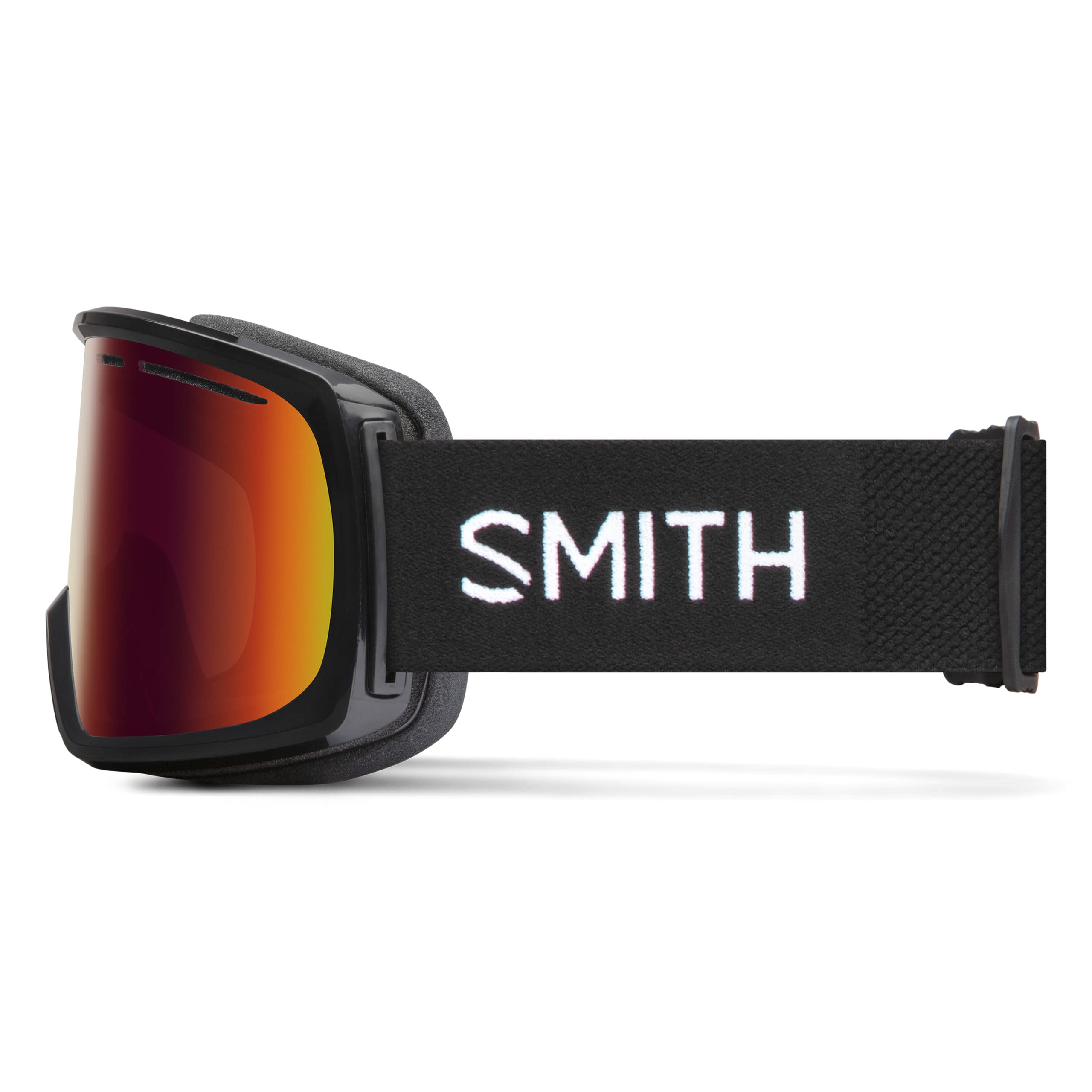 Smith Range - Low Bridge Fit Snow Goggles (Black, Red Sol-X Mirror)