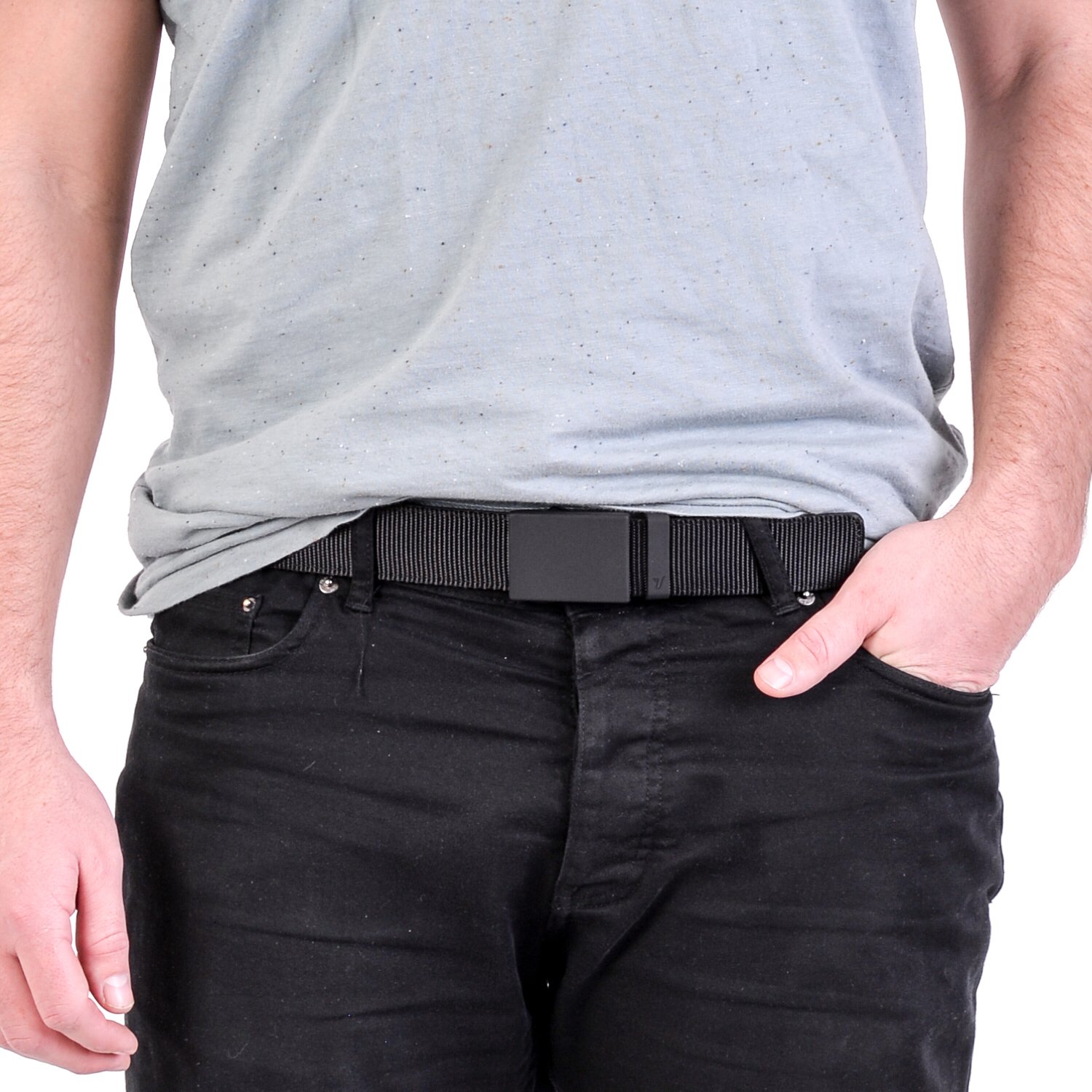 Mission Belt Men's Ratchet Belt - Stealth - Matte Black Buckle/Black Nylon Strap, Medium (33-35)