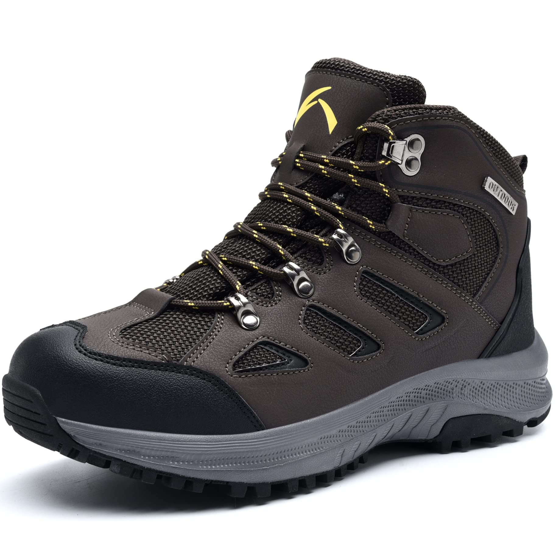UPSOLO Men's Mid Waterproof Hiking Ankle Boots Trekking Backpacking Mountaineering Outdoor Trail Shoes Brown 8