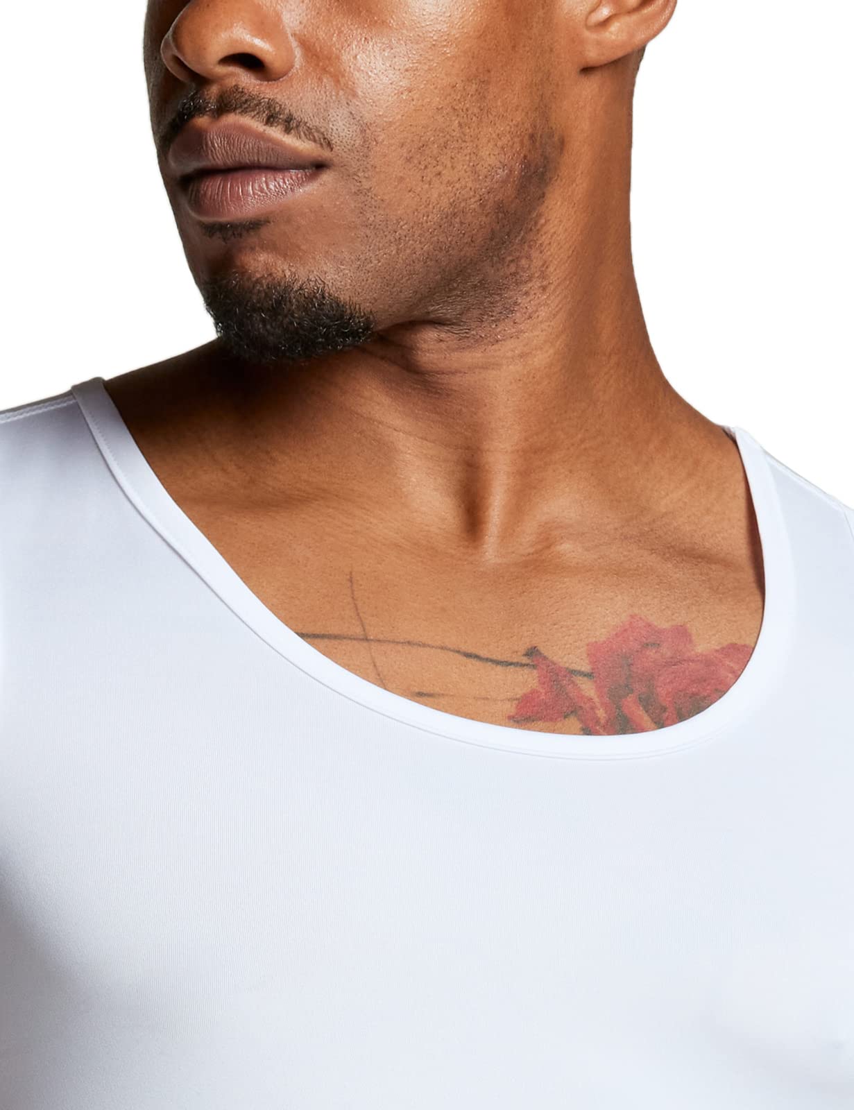 TSLA Men's Athletic Compression Sleeveless Tank Top, Cool Dry Sports Running Basketball Workout Base Layer, Active 3pack Tank Tops Black/Charcoal/Real White, Large