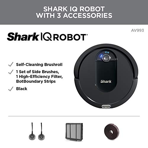 Shark AV993 IQ Robot Vacuum, Self Cleaning Brushroll, Advanced Navigation, Perfect for Pet Hair, Compatible with Alexa, Wi Fi, Black + Towel + Basic Dust Cleaner Spray