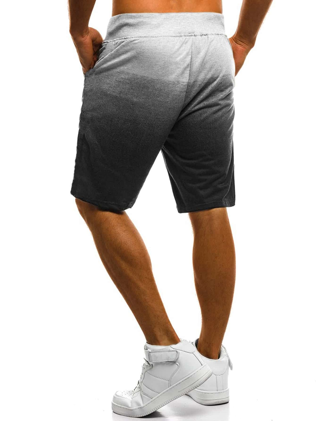 Romwe Men's Tie Dye Gym Workout Shorts Lightweight Sport Training Shorts with Pocket Black L