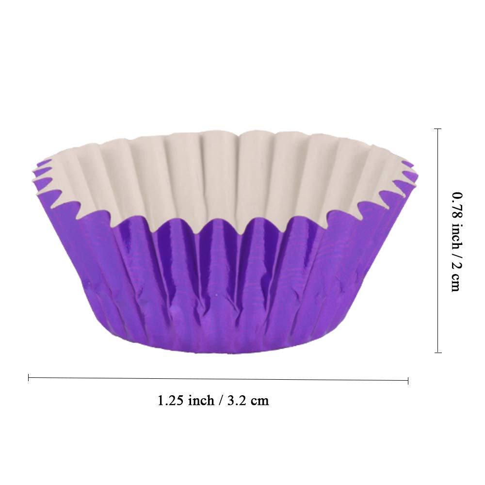 SUBANG 600 Pieces Foil Mini Cupcake Liner Baking Cups Muffin Tins Treat Cups Foil Metallic Cupcake Liners for Weddings,Birthdays,Baby Showers,10 Colors