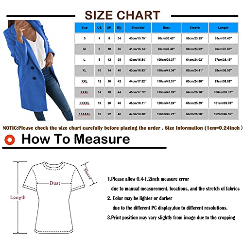SZITOP Women's Wool Blend Coat Solid Casual Elegant Plus Size Lapel Long Sleeve Open Front Button Pockets Lightweight Outerwear Long Suiting Sweater Jacket Blazers Windbreaker(B-Blue,Medium)