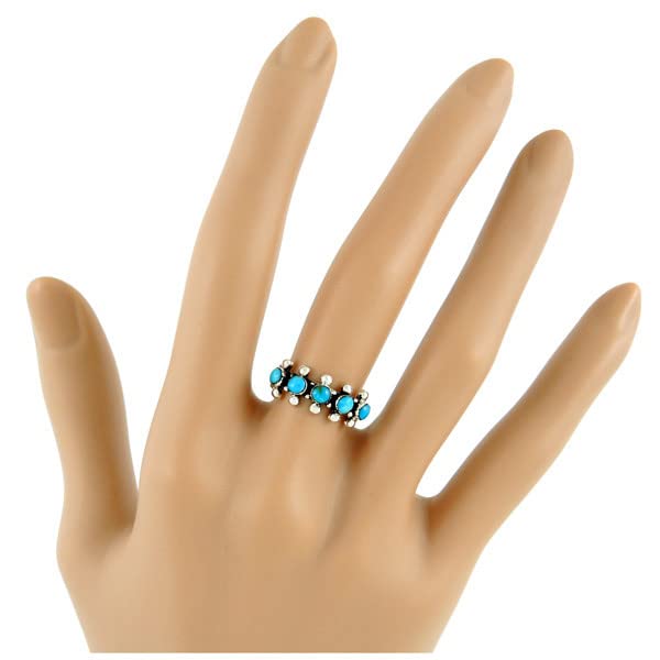 Turquoise Ring Sterling Silver 925 Genuine Gemstones Size 6 to 11 (Turquoise) (10)