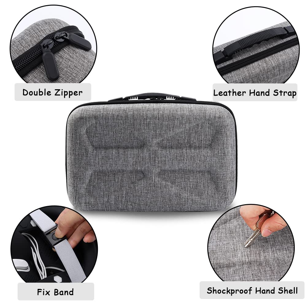 Vrbort Quest 2 Carrying Case Portable Cover for VR Headset with Elite Strap and Touch Controllers Accessories Hard Protection, Grey