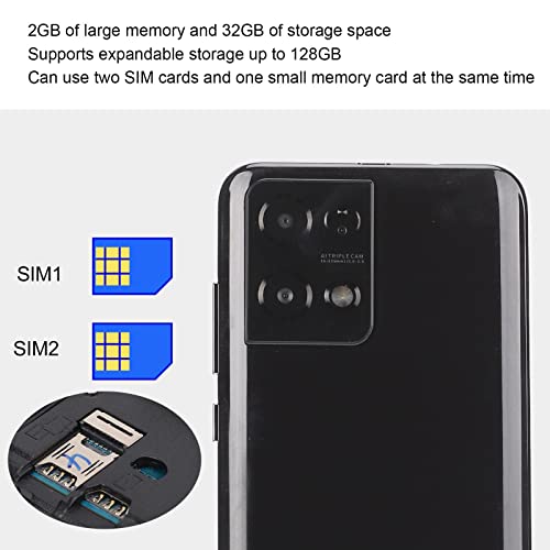 YOKAM 4.66 inch Screen Phone, Ultra Thin HD Smartphone Three Card Slots Rear Camera 5MP CPU Processor with Headphone for Business Black