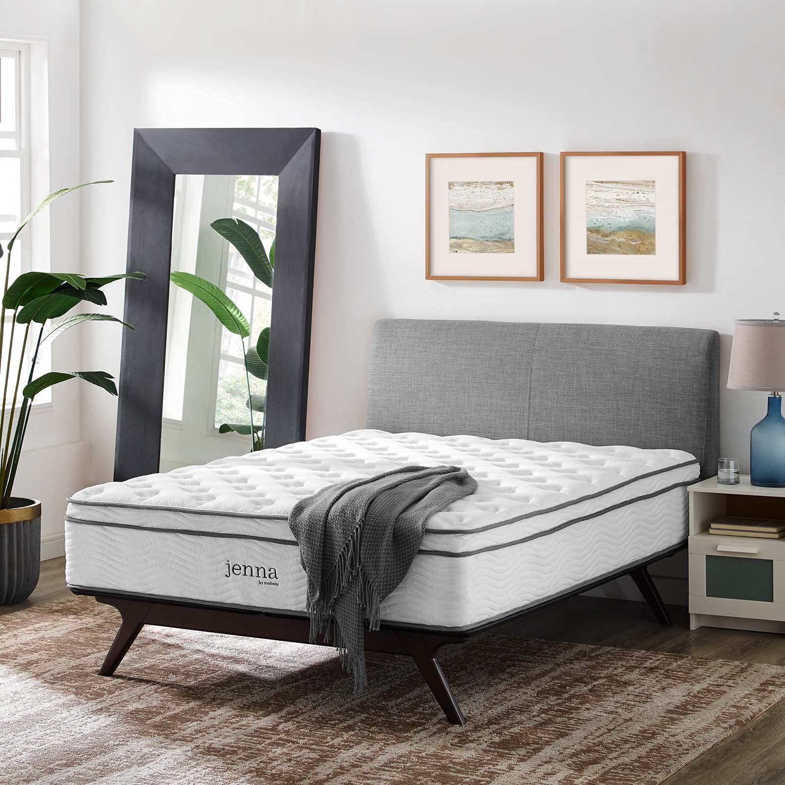 Modway Jenna 14β Innerspring and Memory Foam King Mattress With Individually Encased Coils, White