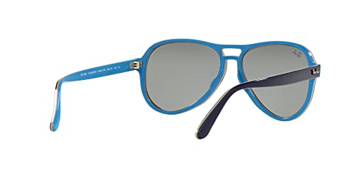 Ray-Ban Men's Rb4355 Vagabond Evolve Polarized Aviator Sunglasses, Blue Creamy Light Blue/Photochromic Grey Mirrored Grey, 58 mm