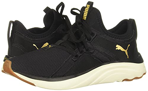 PUMA womens 19486201 Running Shoe, Puma Black-puma Team Gold-marshmallow, 9 US