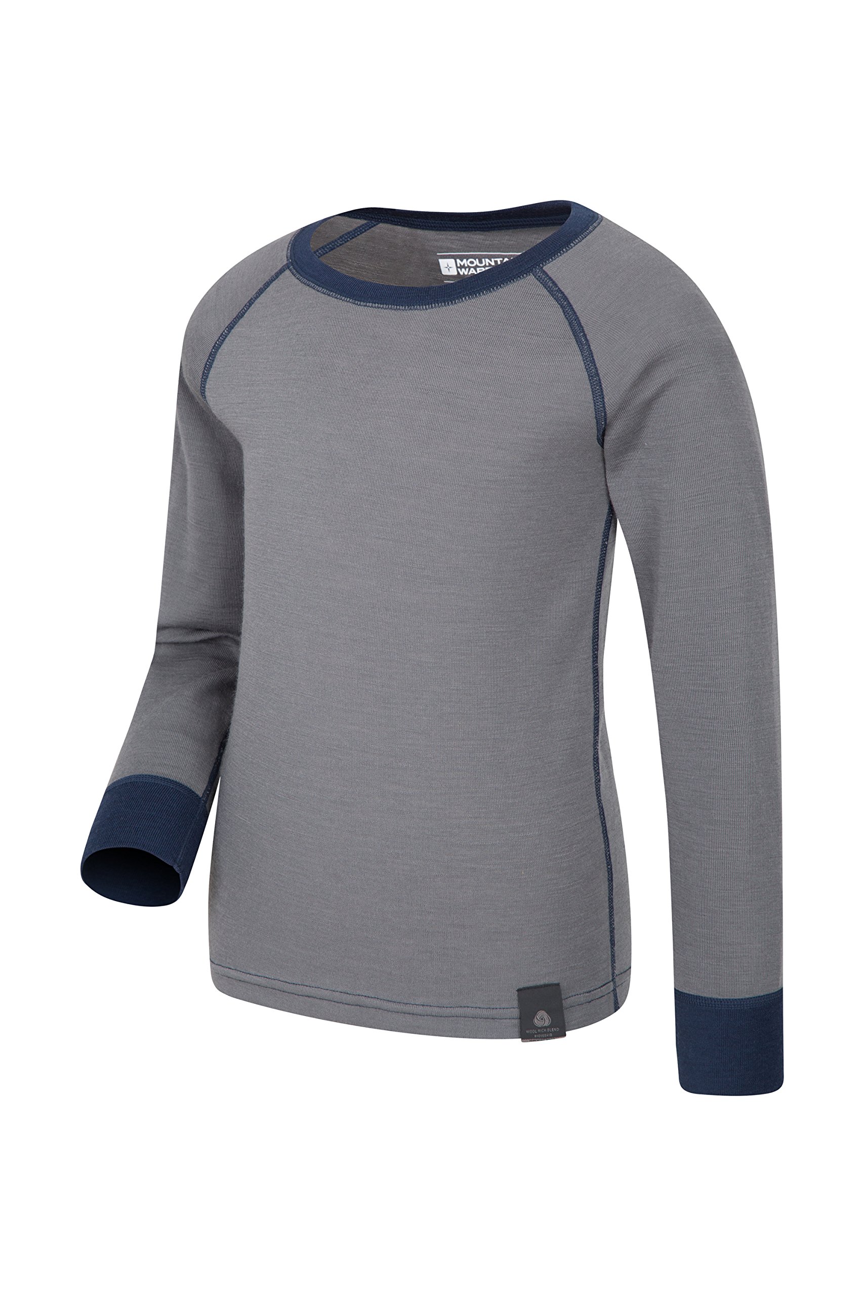Mountain Warehouse Merino Kids Top - Warm Thermal Baselayer Grey 11-12 Years