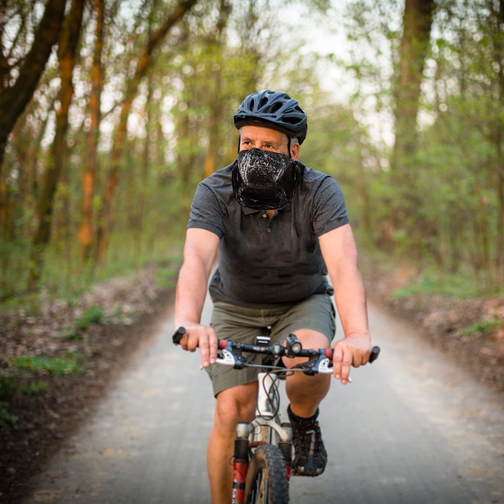 Ponpon 10Pcs Neck Gaiter Unisex Face Mask Scarf Mask for Men Black Gator Face Bandana for Cycling Hiking Motorcycle