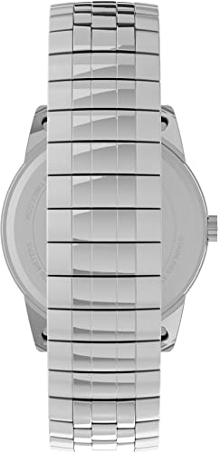 Timex Men's Easy Reader 38mm Perfect Fit Watch – Silver-Tone Case White Dial with Silver-Tone Expansion Band