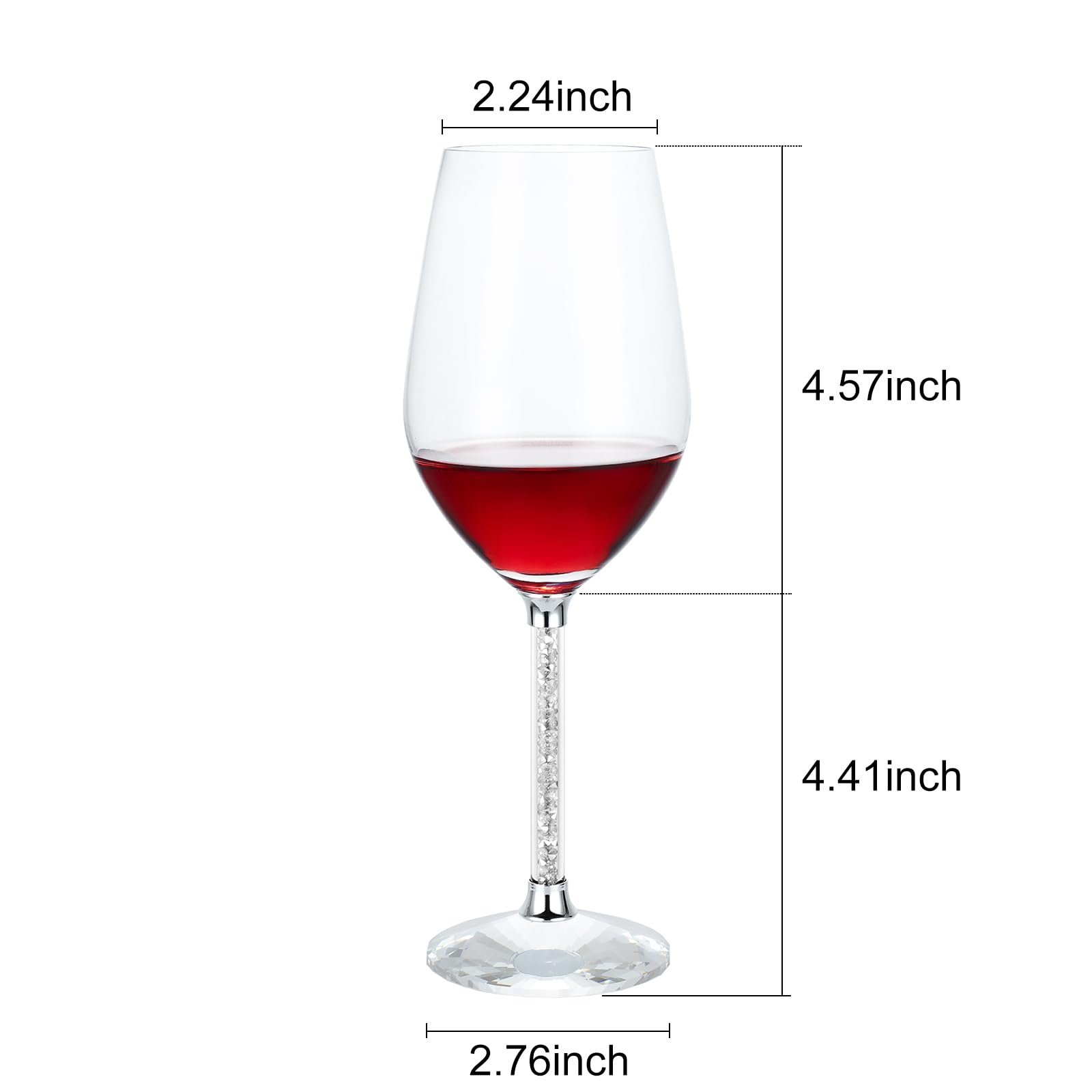 sugarchef Wine Glasses 2 Pieces Long Stem Filled with Crystals Elegant Wine Glasses for Home,Wedding, Parties, Anniversary (Silver)