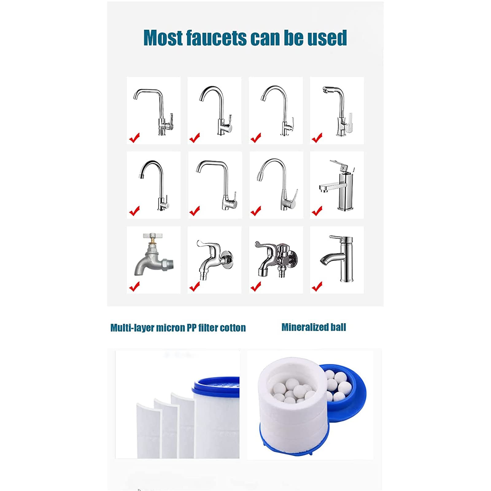 WXKN Stainless Steel Booster Faucet Filter, Splashproof Nozzle for Kitchen Bathroom
