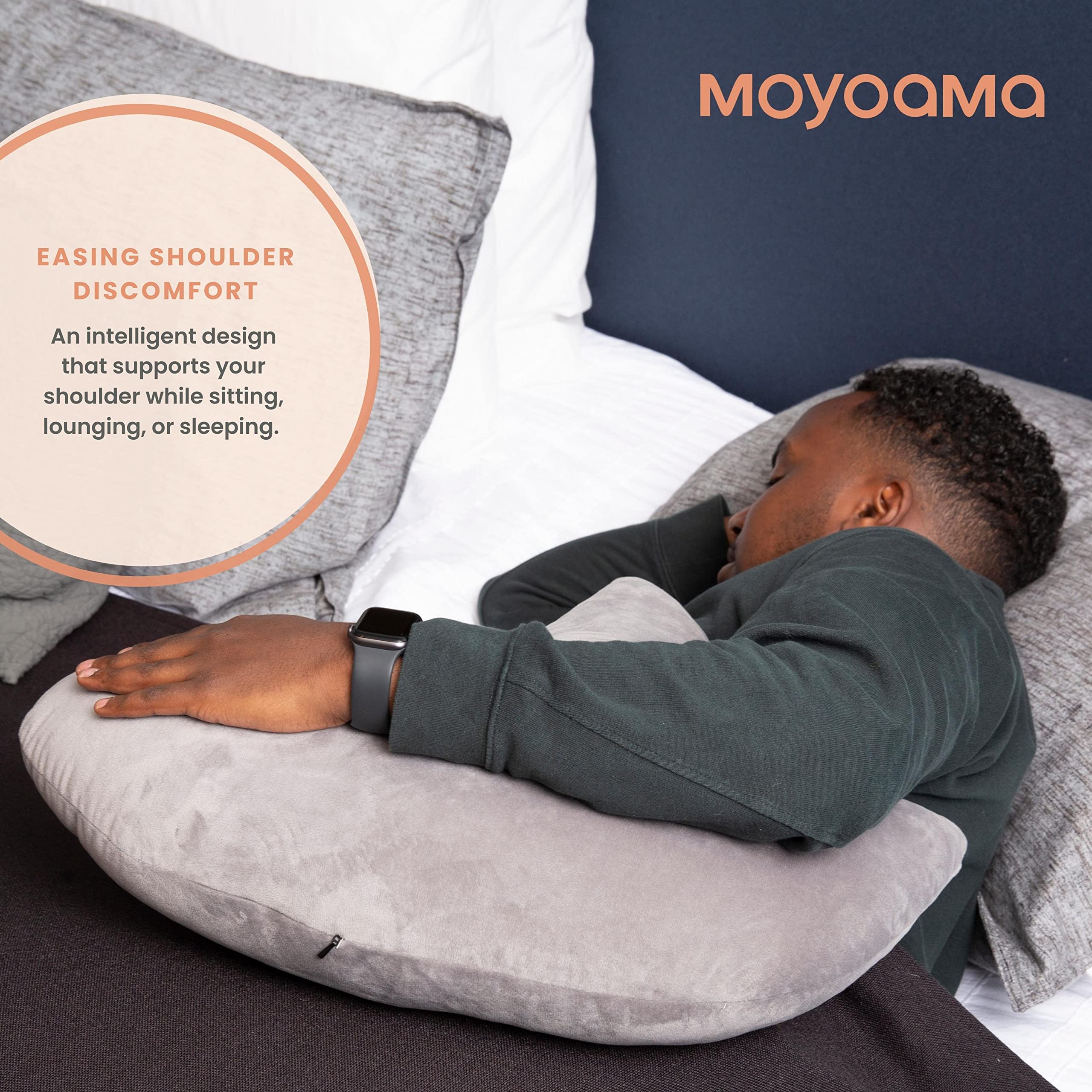 MOYOAMA Rotator Cuff Pillow with Arm & Shoulder Support - Post Shoulder Surgery Pillow, Shoulder Pillow, Arm Pillow, Arm Pillows for Adults, Shoulder Relief Pillow, Pain Side Sleeper with Pocket