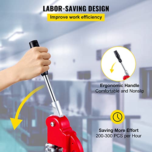 Mophorn Button Maker Machine 58mm Button Maker Machine 2.28 inch Badge Maker Machine with Free 1000 Pcs Button Parts and Circle Cutter(1000pcs 58mm 2.28 inch) , RED