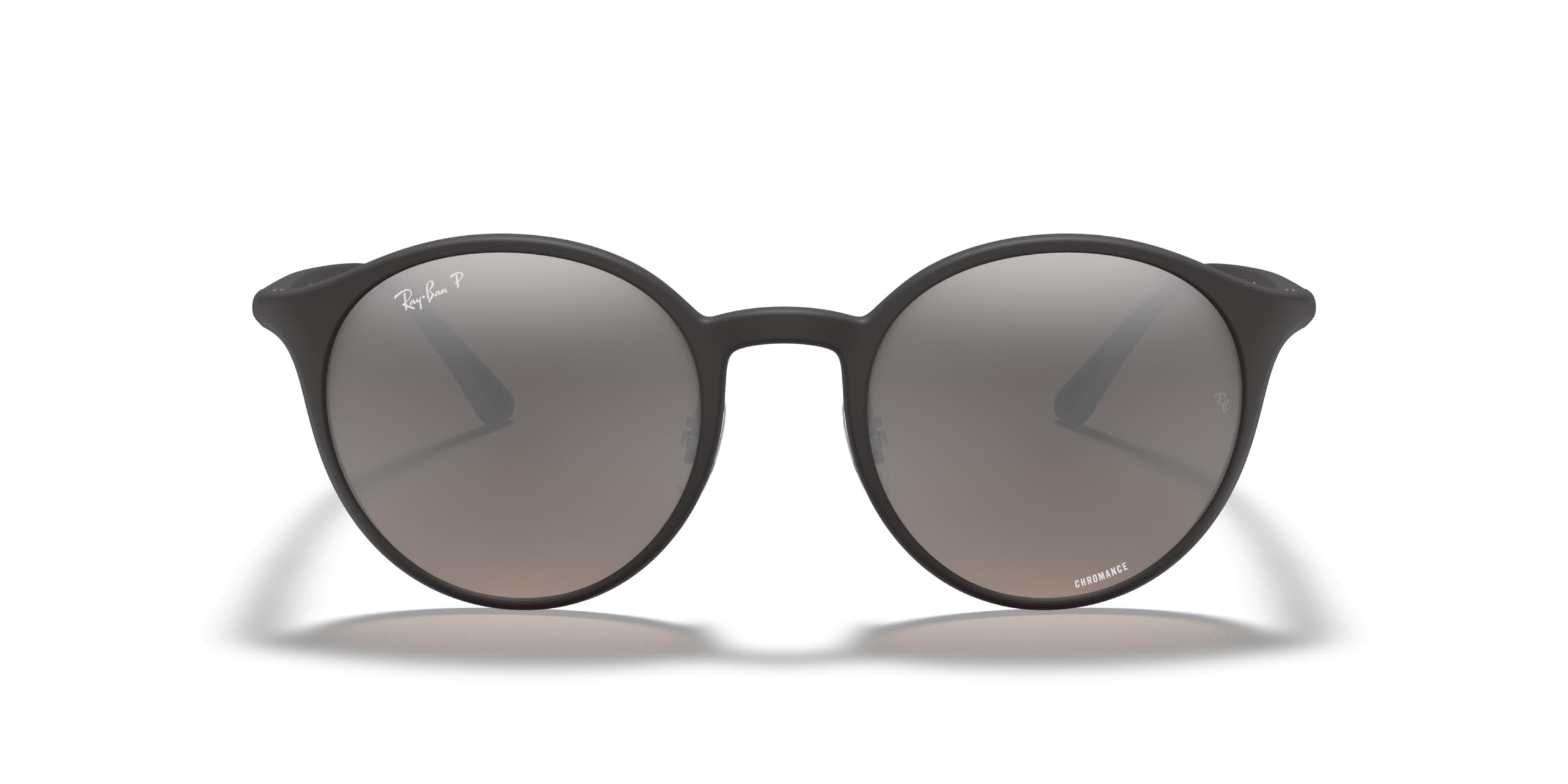 Ray-Ban Rb4336ch Chromance Round Sunglasses, Matte Black/Polarized Grey Mirrored Silver, 50 mm