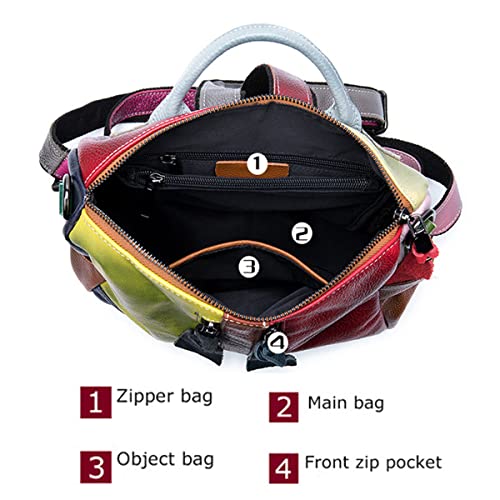 Poopy Womens Multicolored Travel Backpack Purse, Convertible Backpack, Genuine Leather Shoulder Bag, Casual Bag