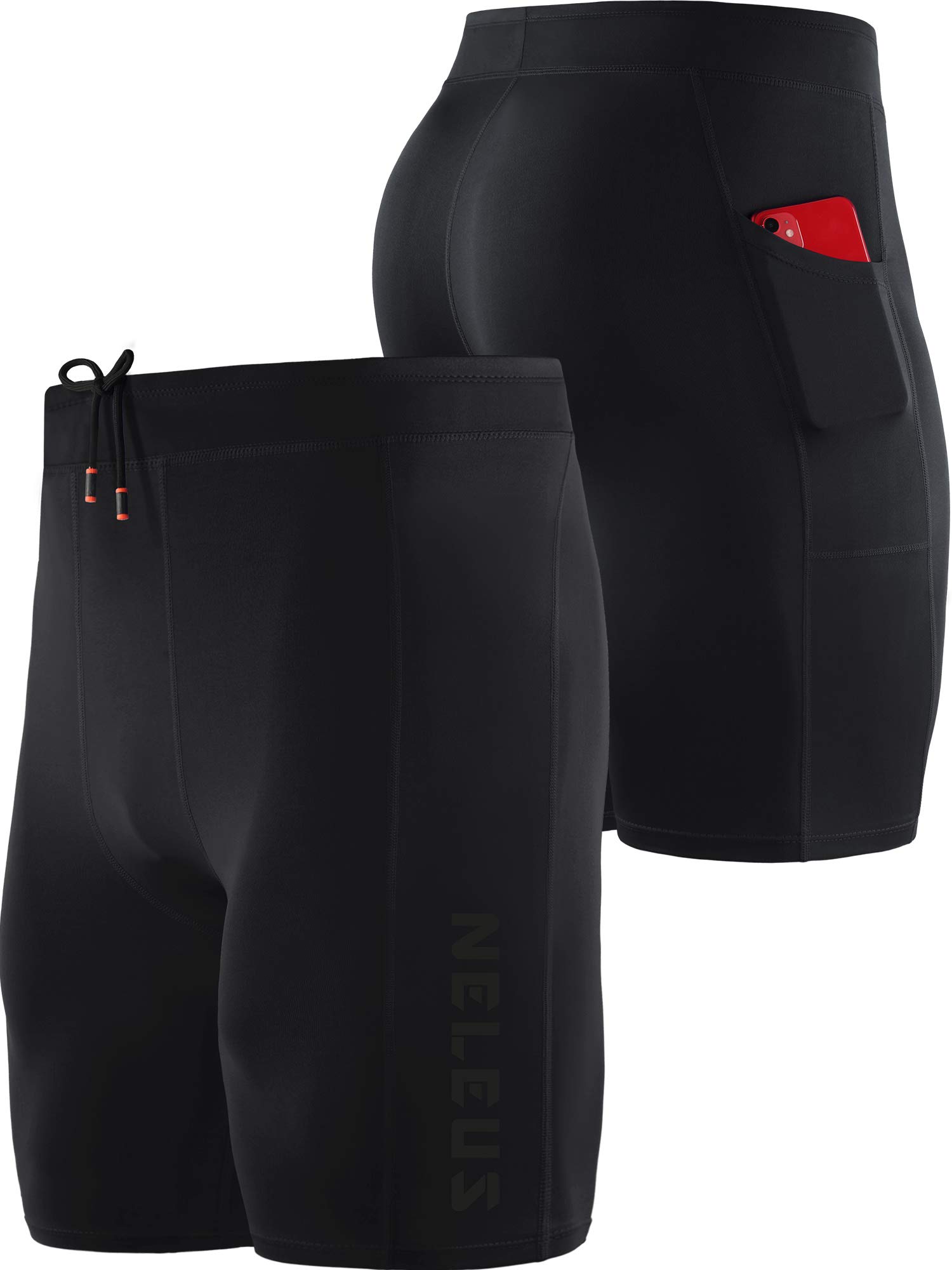 NELEUS Men's 3 Pack Running Compression Shorts with Pockets Dry Fit Professional Athletic Shorts,6072,Black,Grey,White,US M,EU L