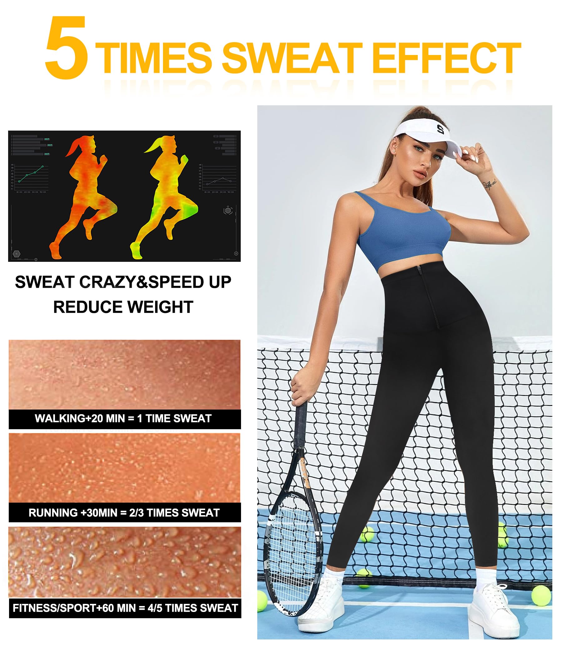 SCARBORO Sauna Sweat Pants for Women High Waist Compression Slimming Weights Thermo Legging Workout Body Shaper Sauna Suit
