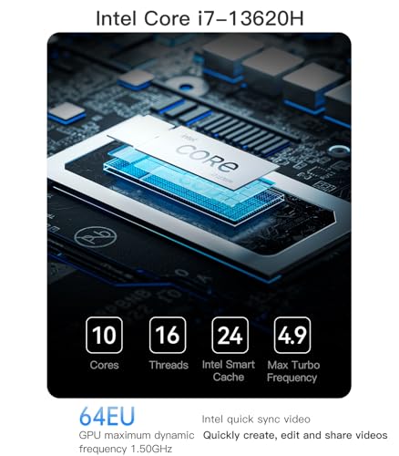 MINISFORUM Venus Series NPB6 Mini PC, 13th Gen Core i7-13620H Small Computer, 32G DDR5+1TB PCIe4.0 SSD, 2X HDMI(4K)+2X USB4(8K) Output, 2X 2.5G RJ45 Port, 4X USB3.2 Small Form Factor
