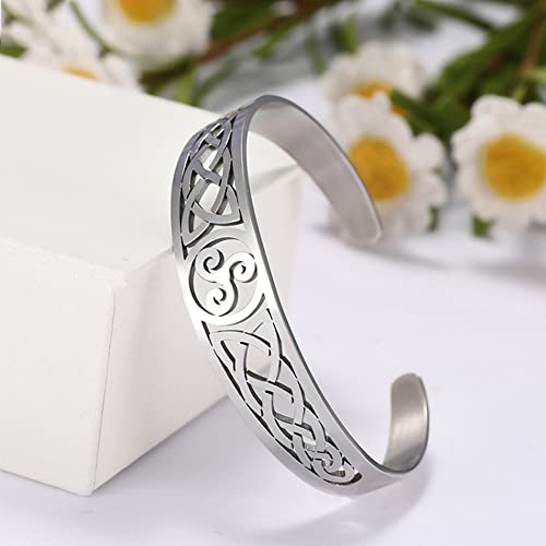 TURTLEDOVE Stainless Steel Celtic Bracelet - Viking Bangle with Triskelion